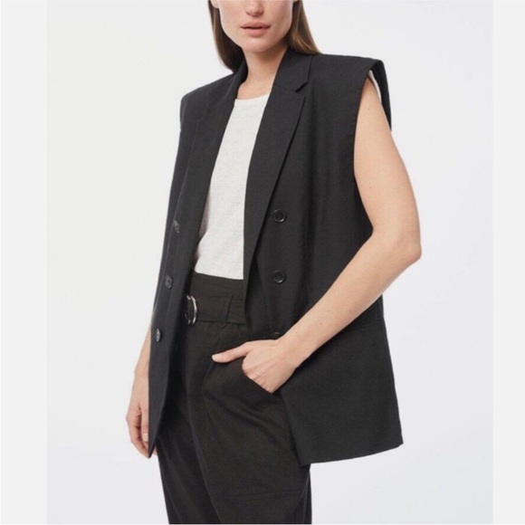 Frame Denim | Jackets & Coats | Frame Black Oversized Linen Blend Vest ...
